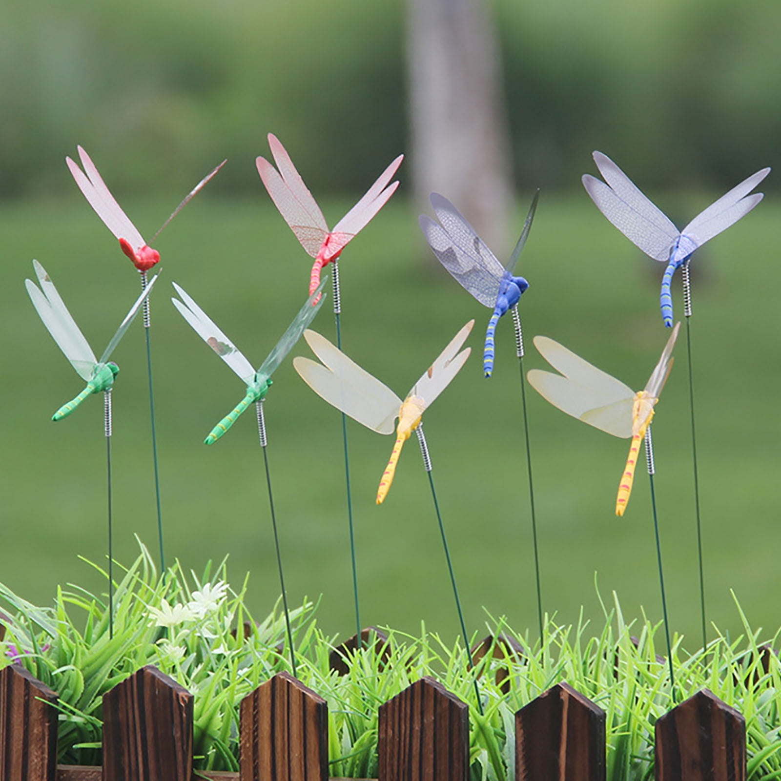 jieadkavo Fake Plants 12Pcs Dragon-Fly Stakes Outdoor Planter Flower ...
