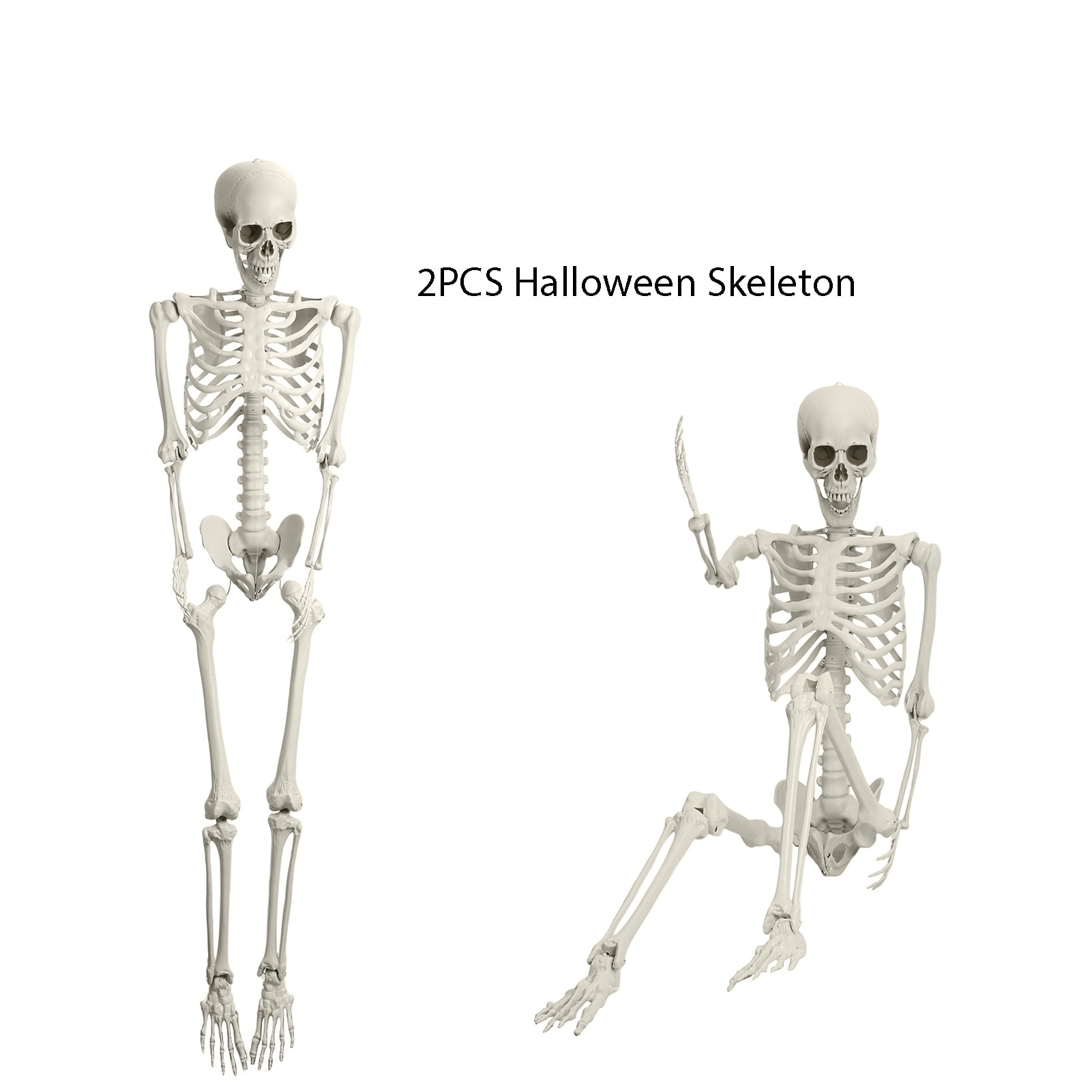 jiemuces 2PCS 5.4FT Halloween Skeleton,Poseable Skeleton Prop Life Size ...