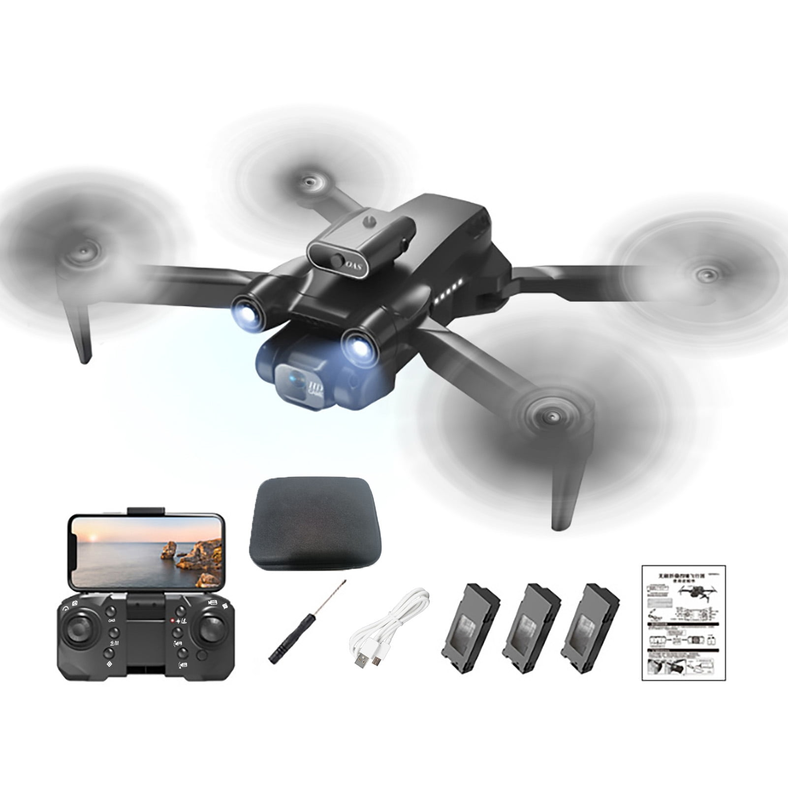jiemuces Brushless Motor RC Drone 360 Obstacle Avoidance Folding Four ...