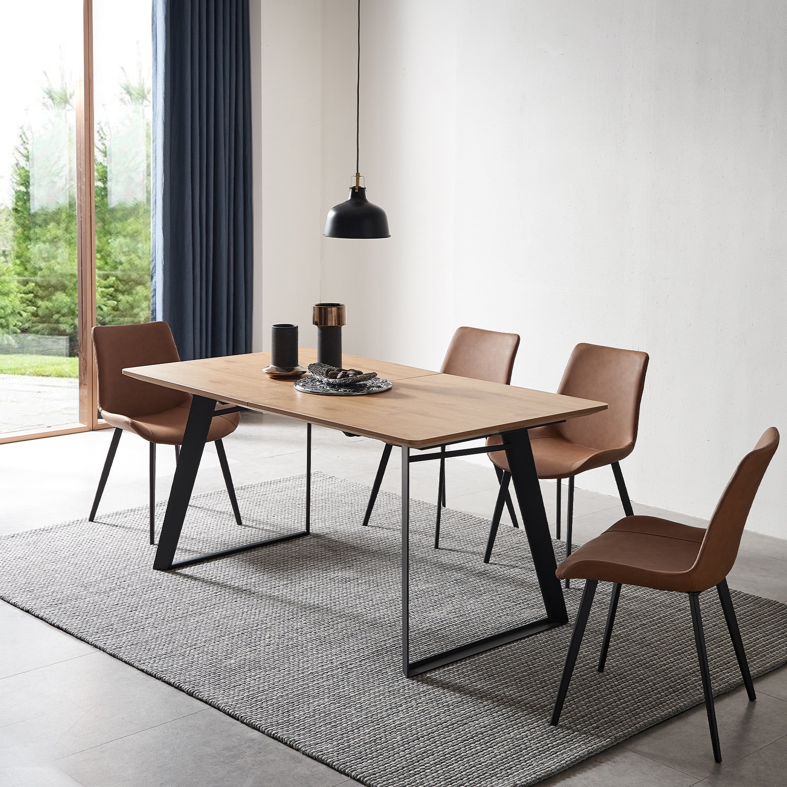 jiexi Modern mid-Century Dining Table Dining Table and Chairs for 4 ...