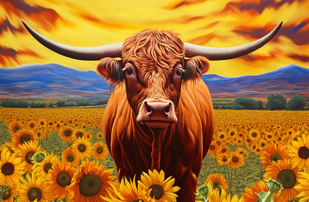 jigsaw Puzzles 50 pieces for adults High land Cow Sunflower Cattle ...