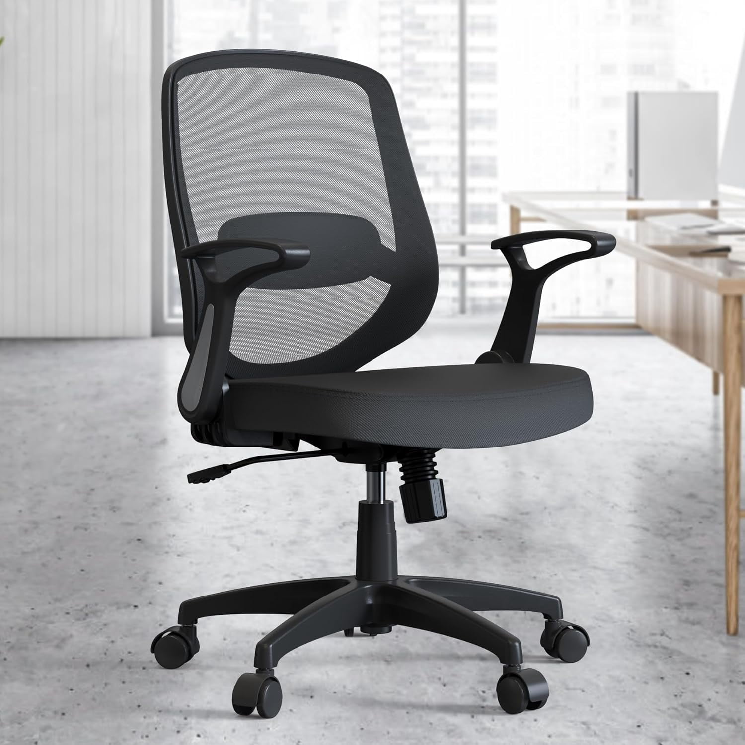 jihuigtd Ergonomic Mid Back Mesh Office Task Chairs for Flip Arms with ...