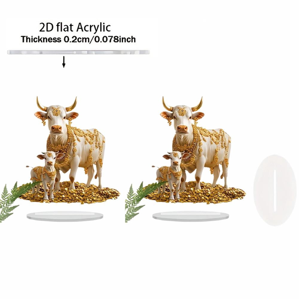 jileijar 2Pcs(B)$2D Golden Lucky Calf And Big Calf Golden Desktop ...