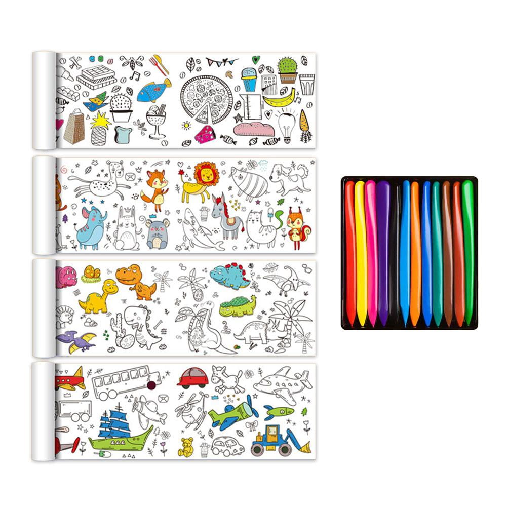 jileijar 4-12X Children's Drawing Roll DIY Graffiti Scroll Color ...