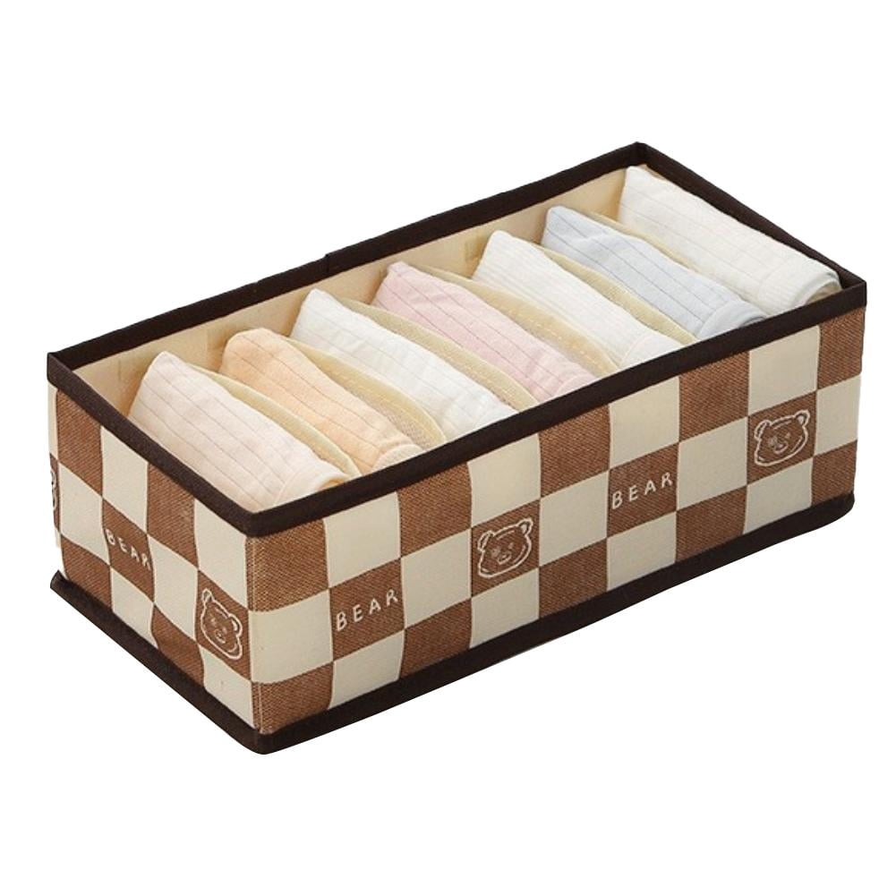 jileijar Bear Brown 7 Grids (E) $ Drawer-Style Fabric Underwear Storage ...