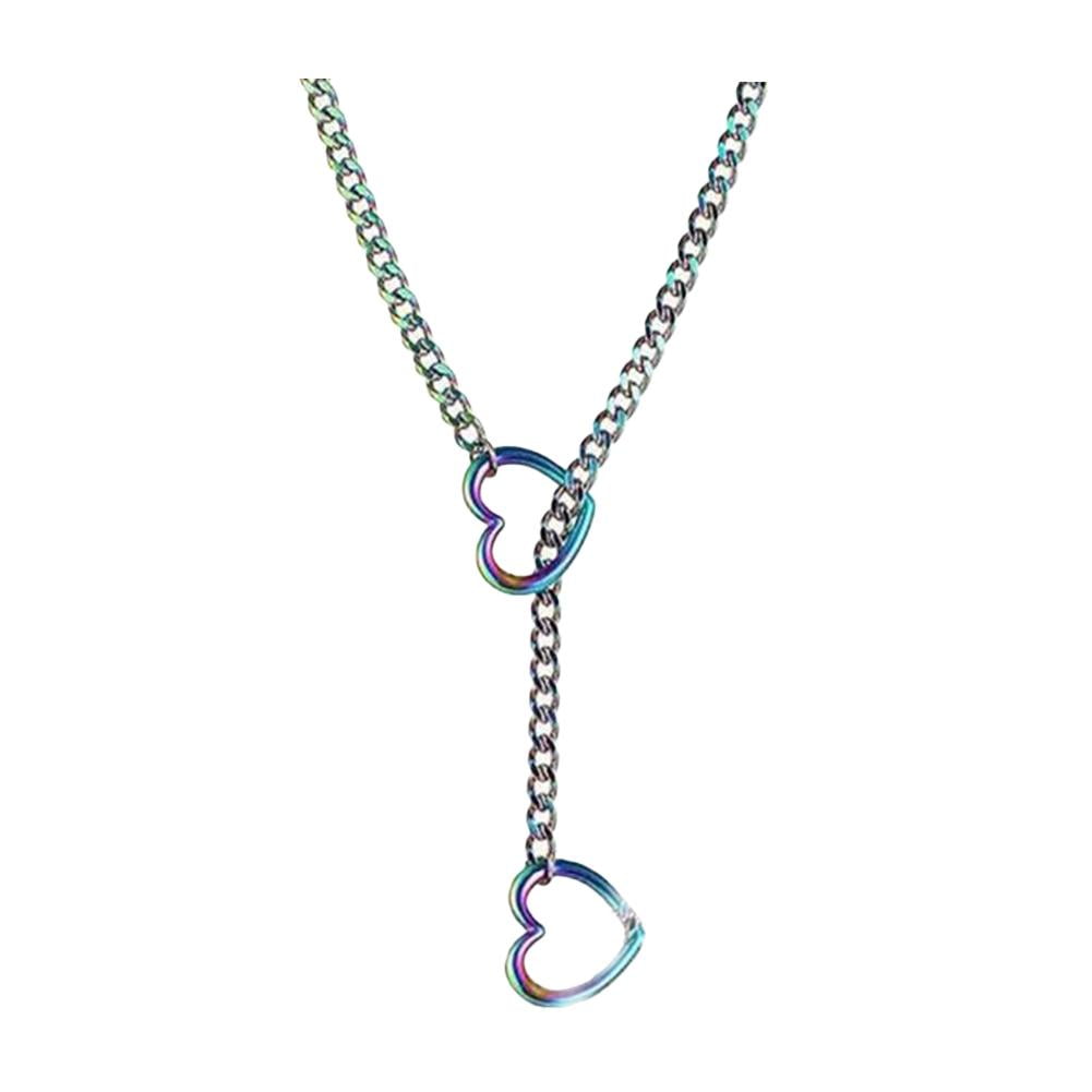 jileijar Heart O Women Slip Chain Necklace Punk Rock Stainless Cuban ...