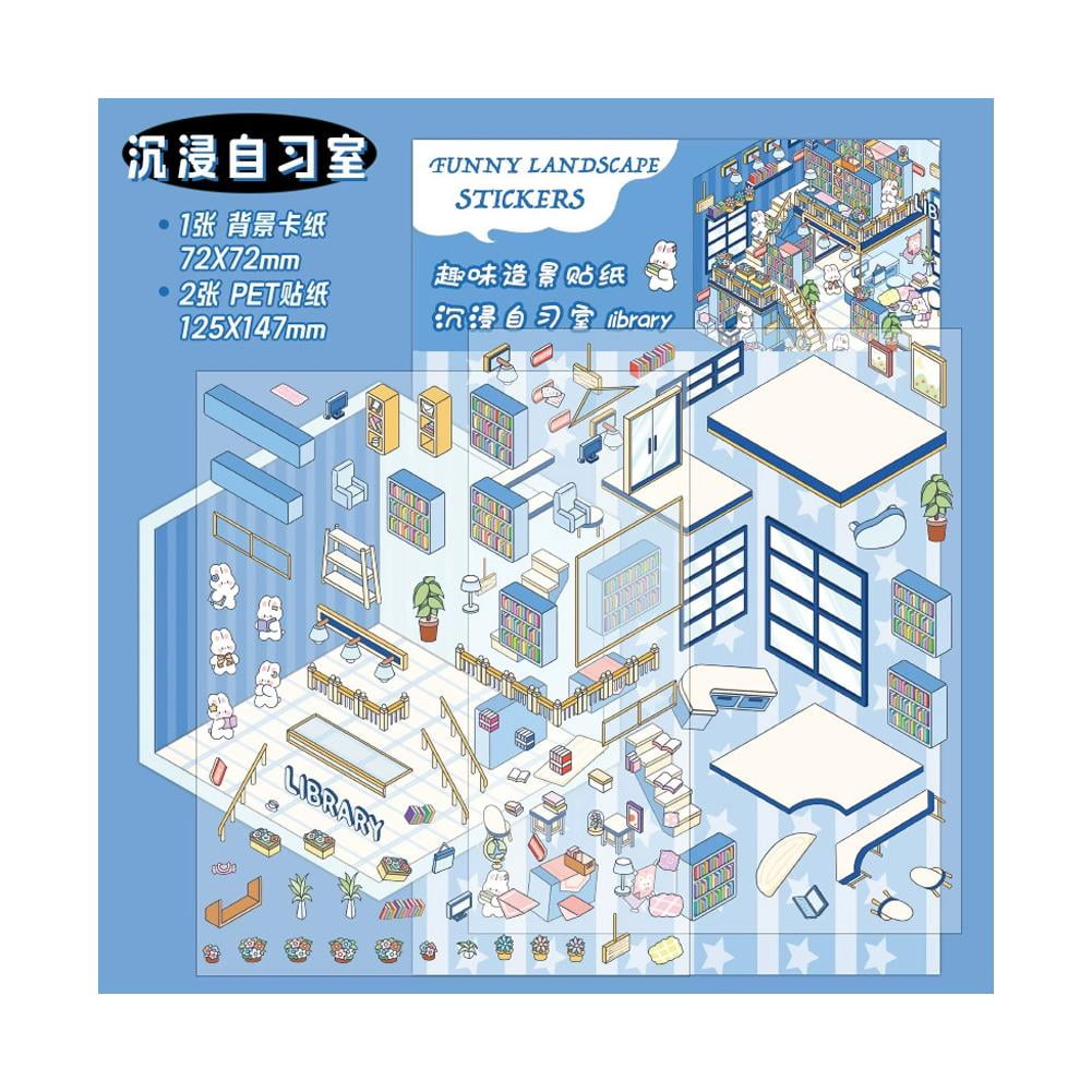 jileijar Miniature Scene 3D Landscaping Stickers Miniature Scene ...