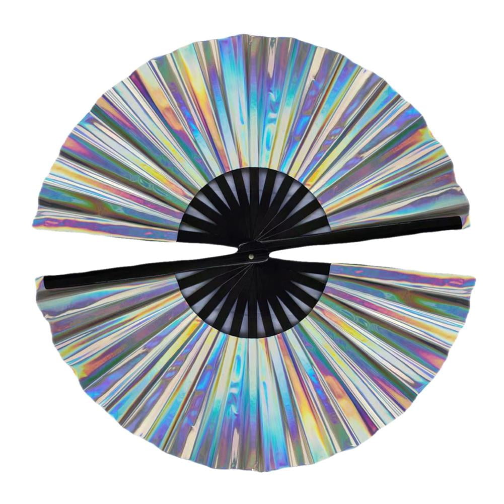 jileijar QAOlDH Large Holographic Folding Hand Fan,Clap Fans for Line ...