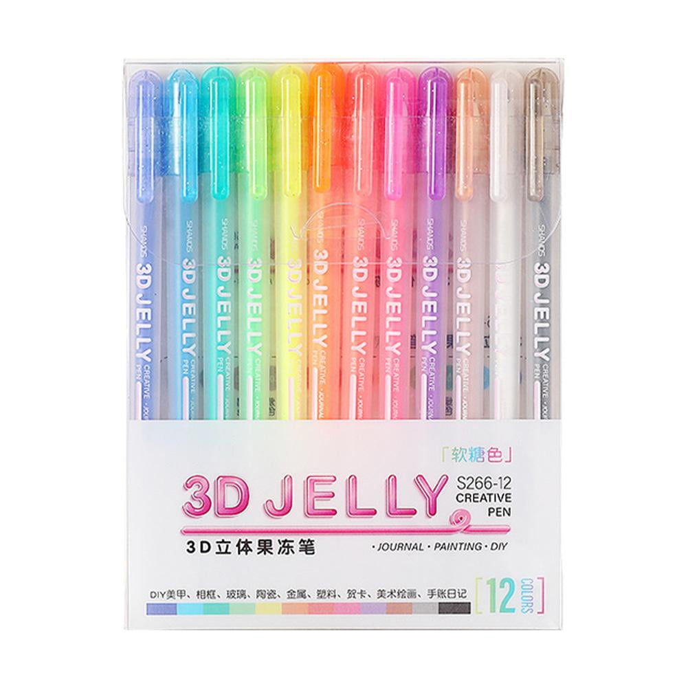 jileijar Shanos 3D Jelly Pens,6/12 Colors 3D Glossy Jelly Pens,Jelly ...