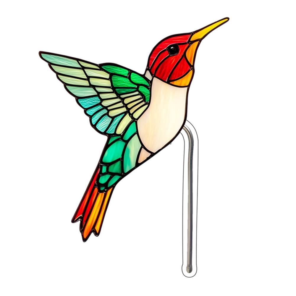 jileijar Stained Acrylic Bird Flower Pot Hugger, Colorful Bird Garden ...