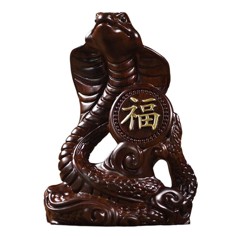jileijar Woodcarving Snake Ornaments Solid-Wood Carved Snake Home ...