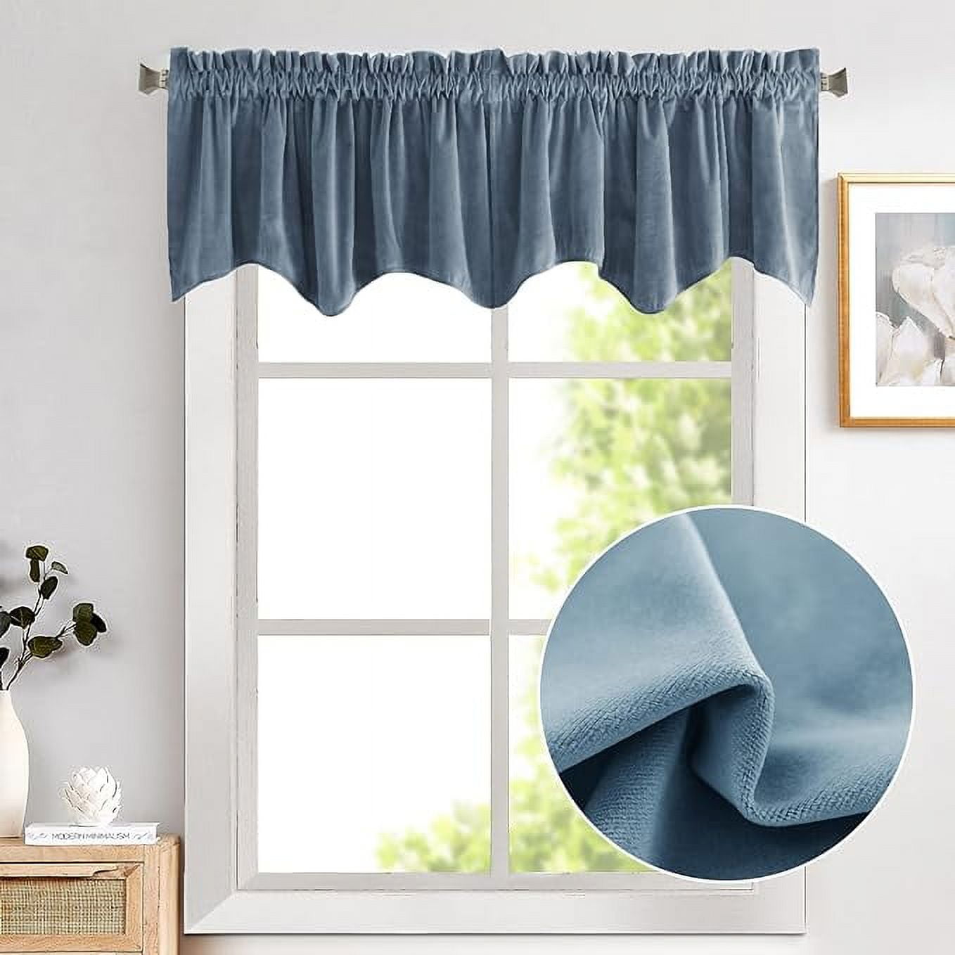 jinchan Velvet Valance Window Treatments Room Darkening Valance for ...