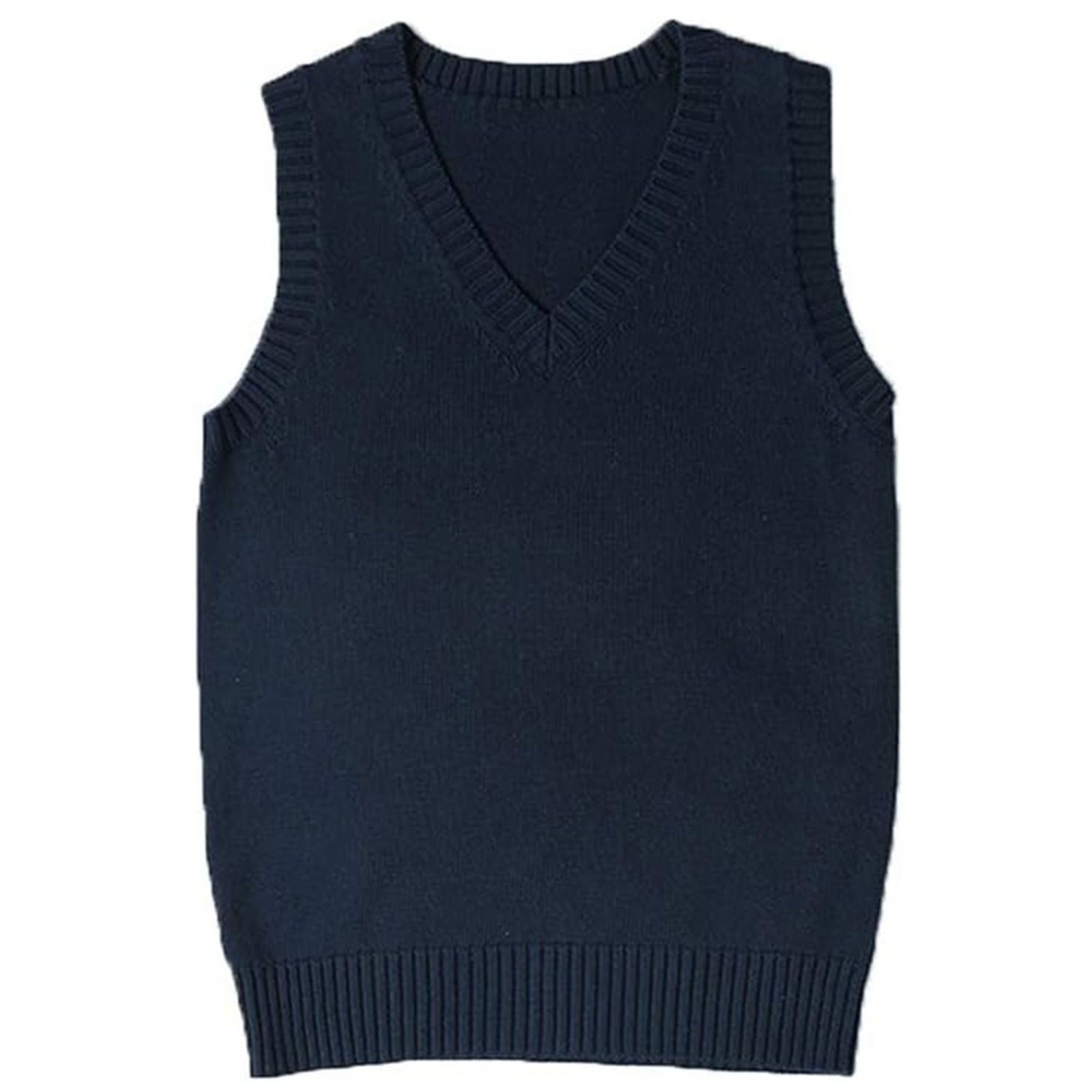 jinghuiyue Women’s V Neck Sweater Vest School Uniform Solid Color ...
