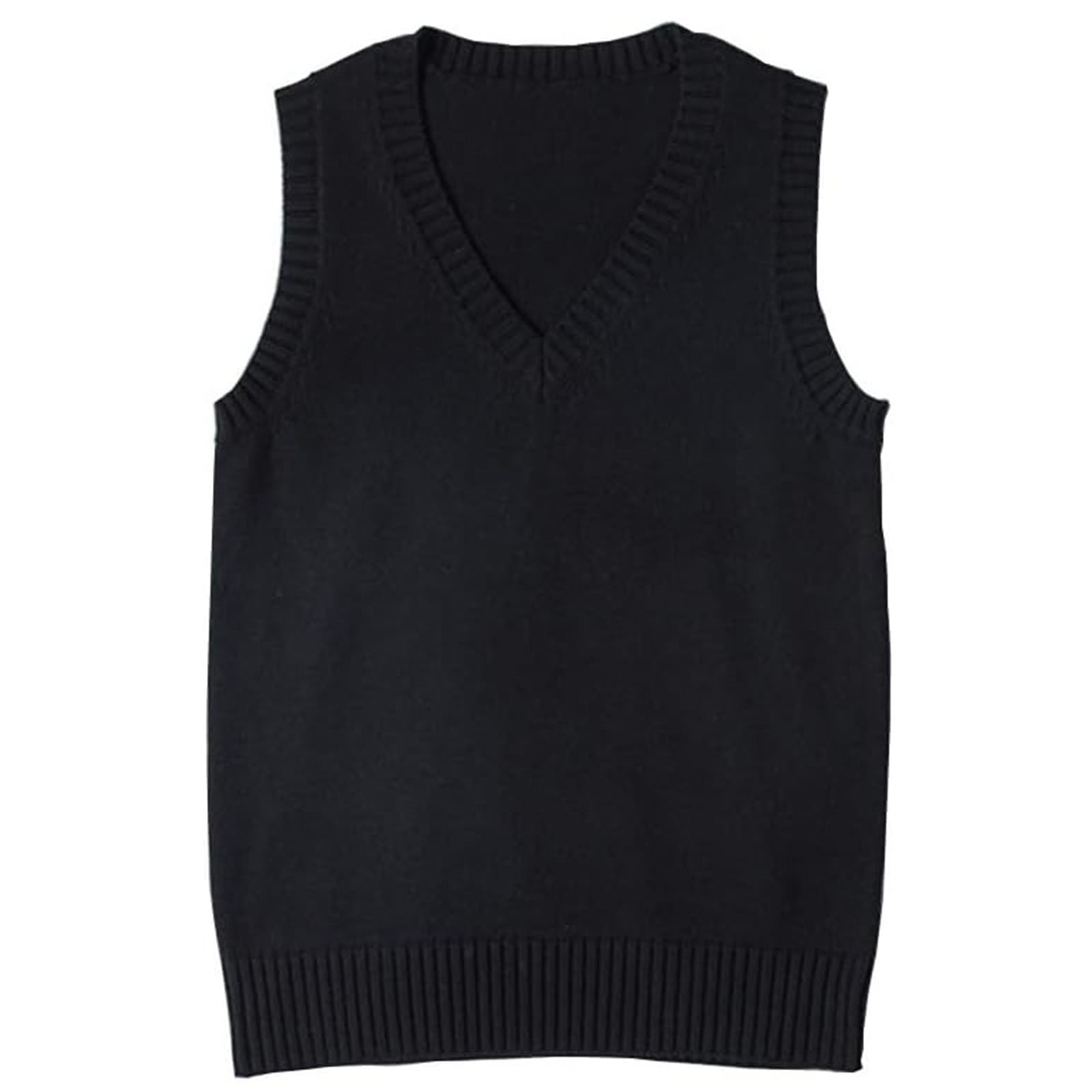 jinghuiyue Women’s V Neck Sweater Vest School Uniform Solid Color ...