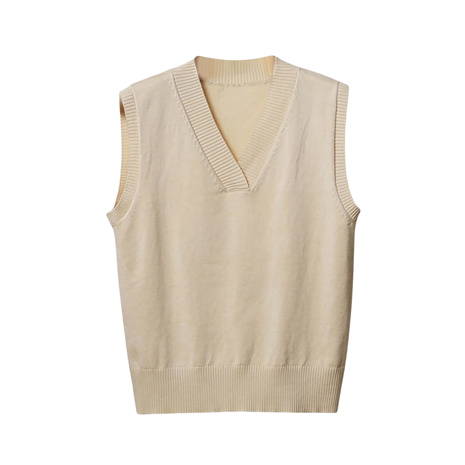 jinghuiyue Womens Sweater Vest V Neck Sleeveless Knitwear Tops Classic ...