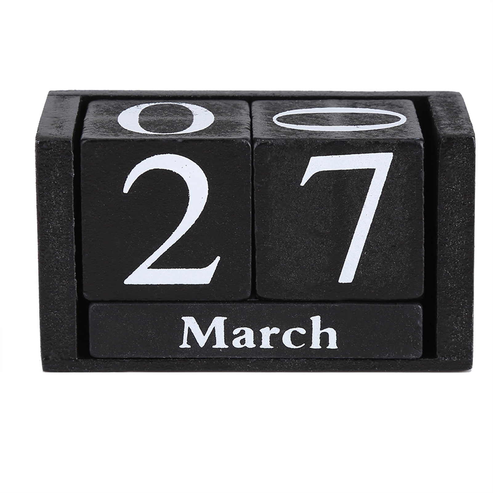 jinliangrun Vintage Wooden Calendar Desktop Wood Block Month Date ...