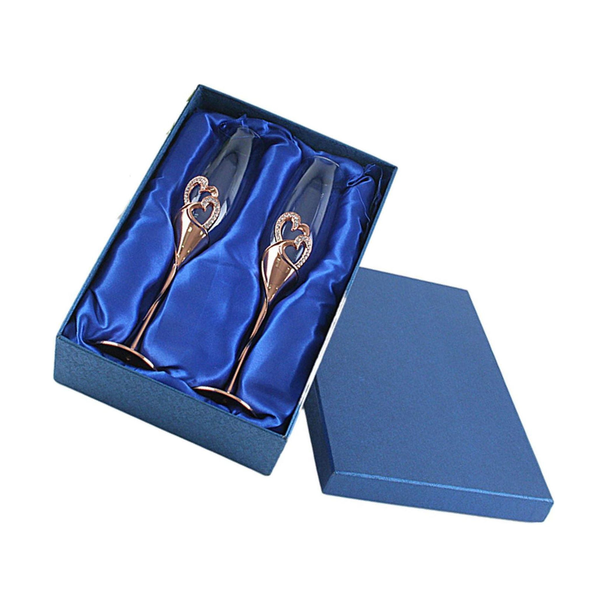 jinsenhg Crystal Diamante Hearts Wedding Toasting Champagne Glasses ...