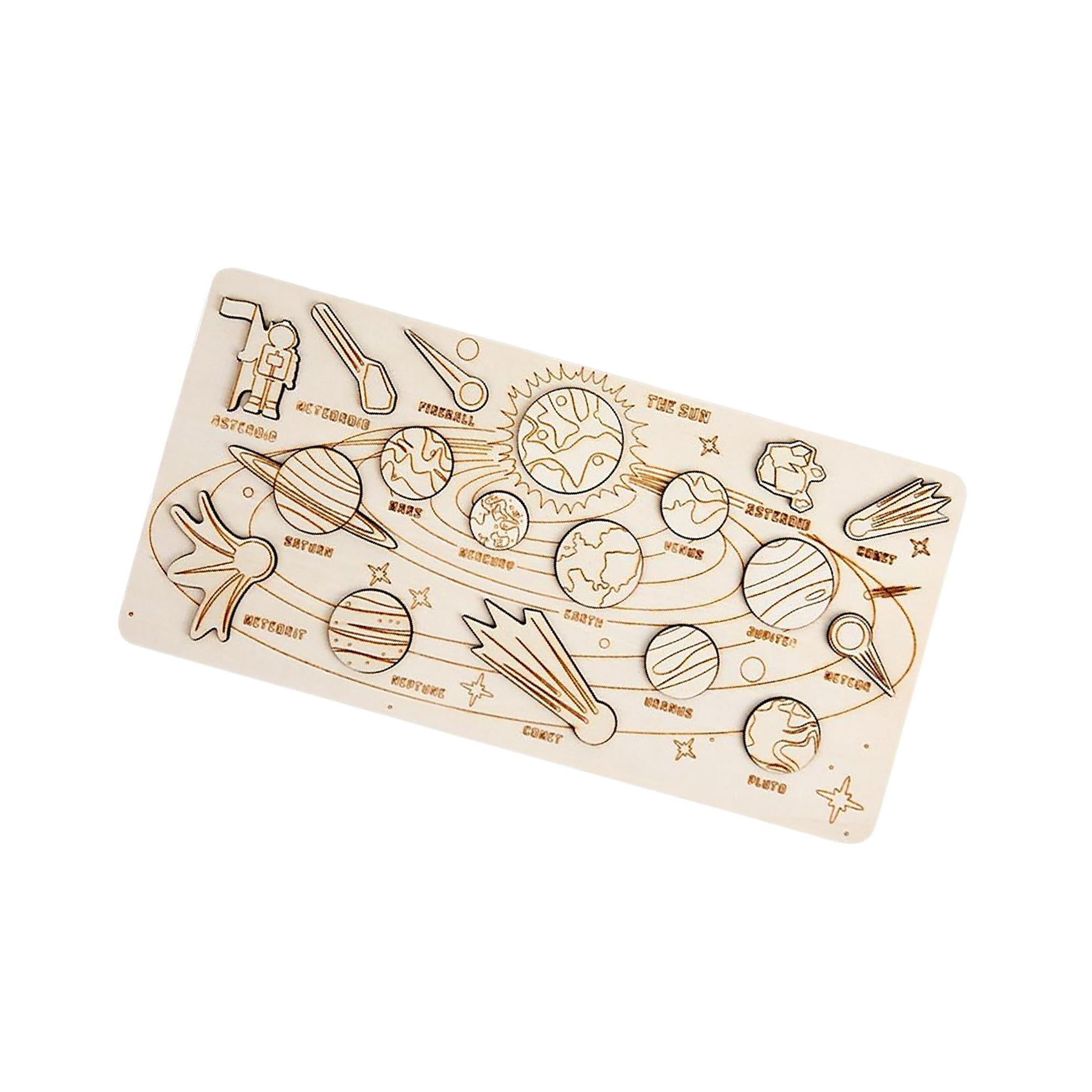 jinsenhg Interactive Wooden Solar System Board Game for Kids ...