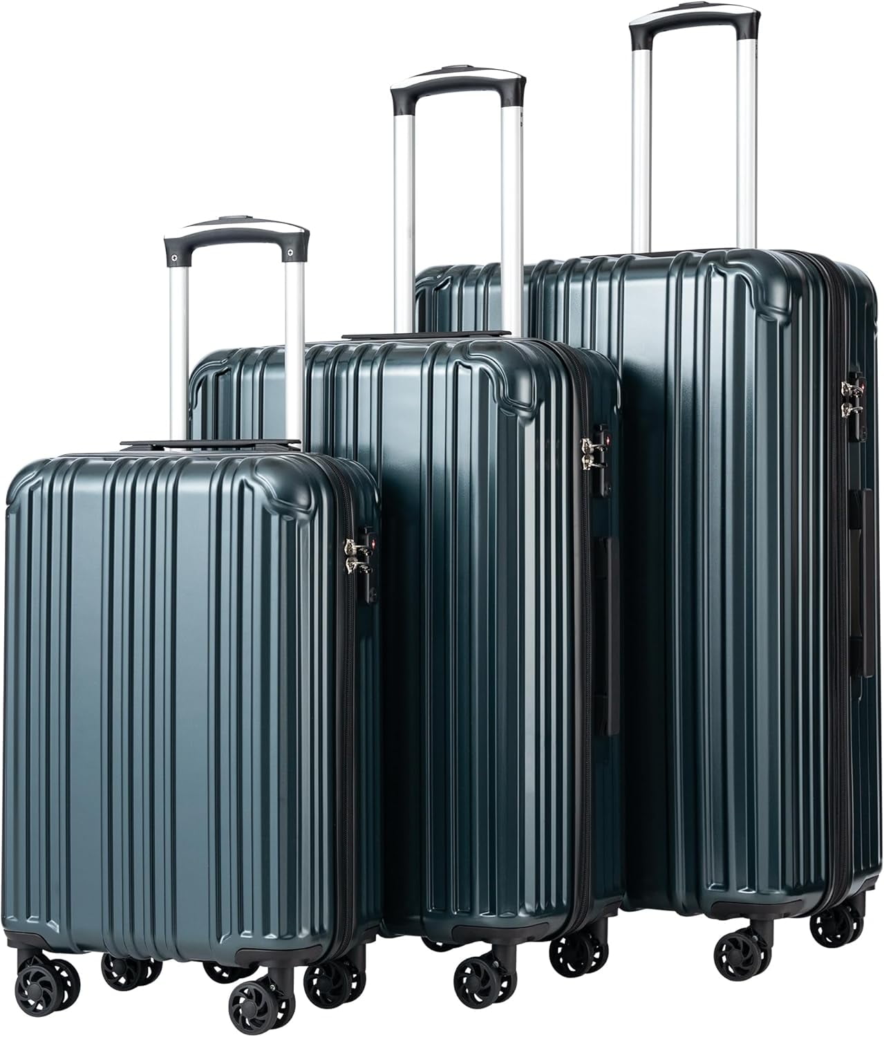 jiok Luggage Expandable Suitcase PC+ABS 3 Piece Set with TSA Lock ...