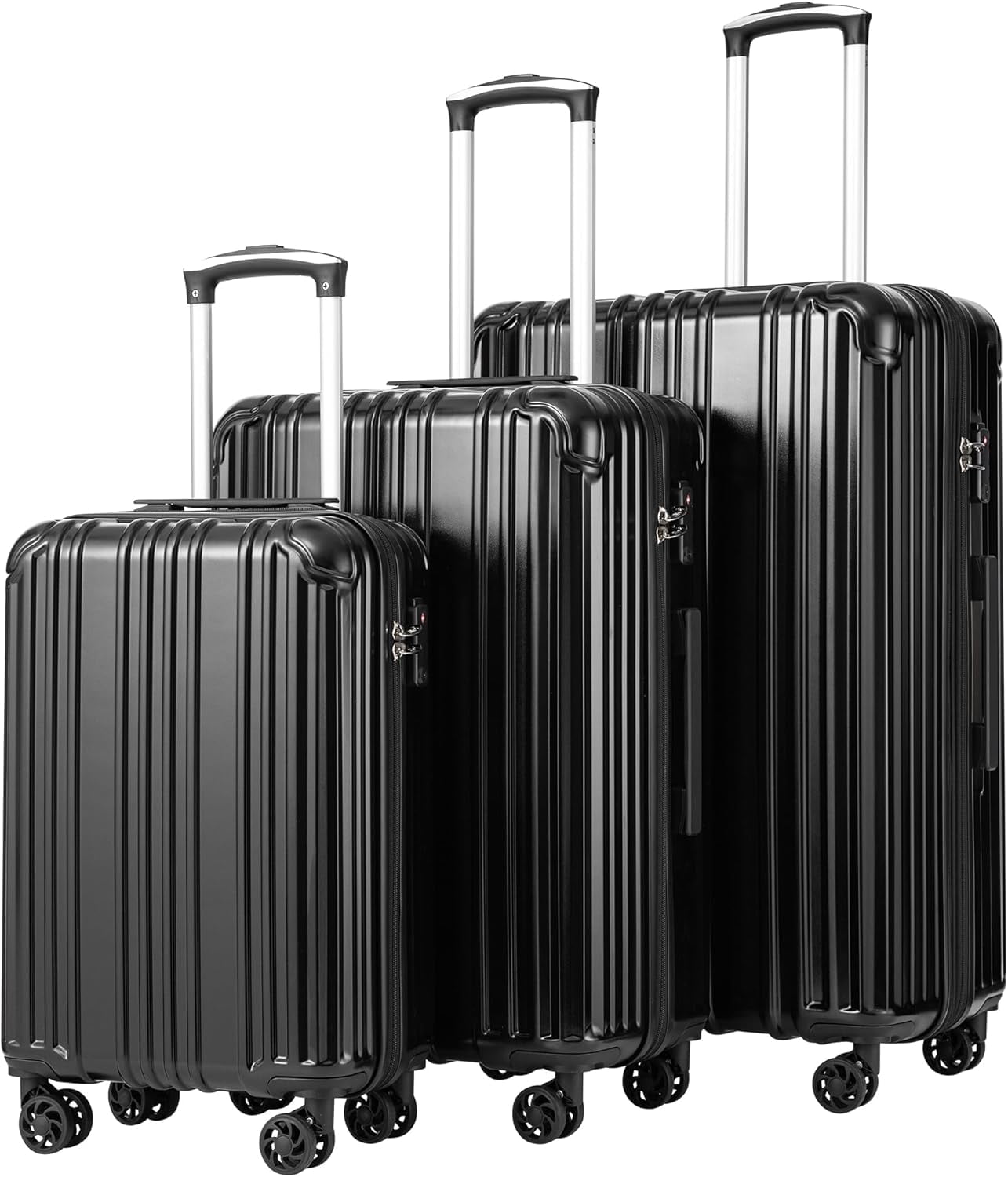 jiok Luggage Expandable Suitcase PC+ABS 3 Piece Set with TSA Lock ...