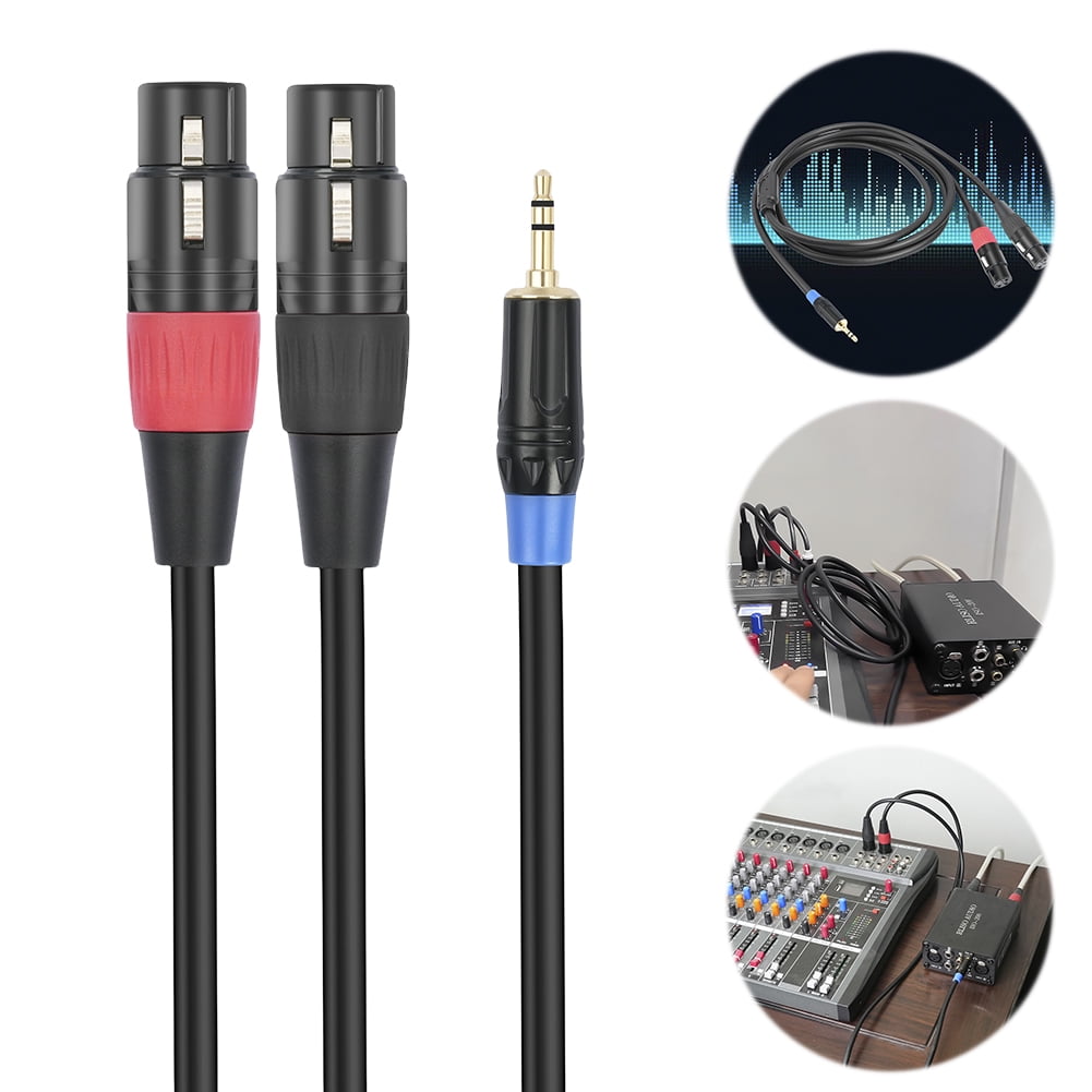 jixopn 1/2/3M 3.5mm 1/8inch Jack To 2 XLR 3Pin Cable Adapter Male To ...