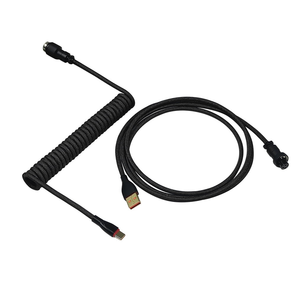 jixopn 1.8m Aviator Coiling Cable Woven Mesh Type-C To USB Coiled ...