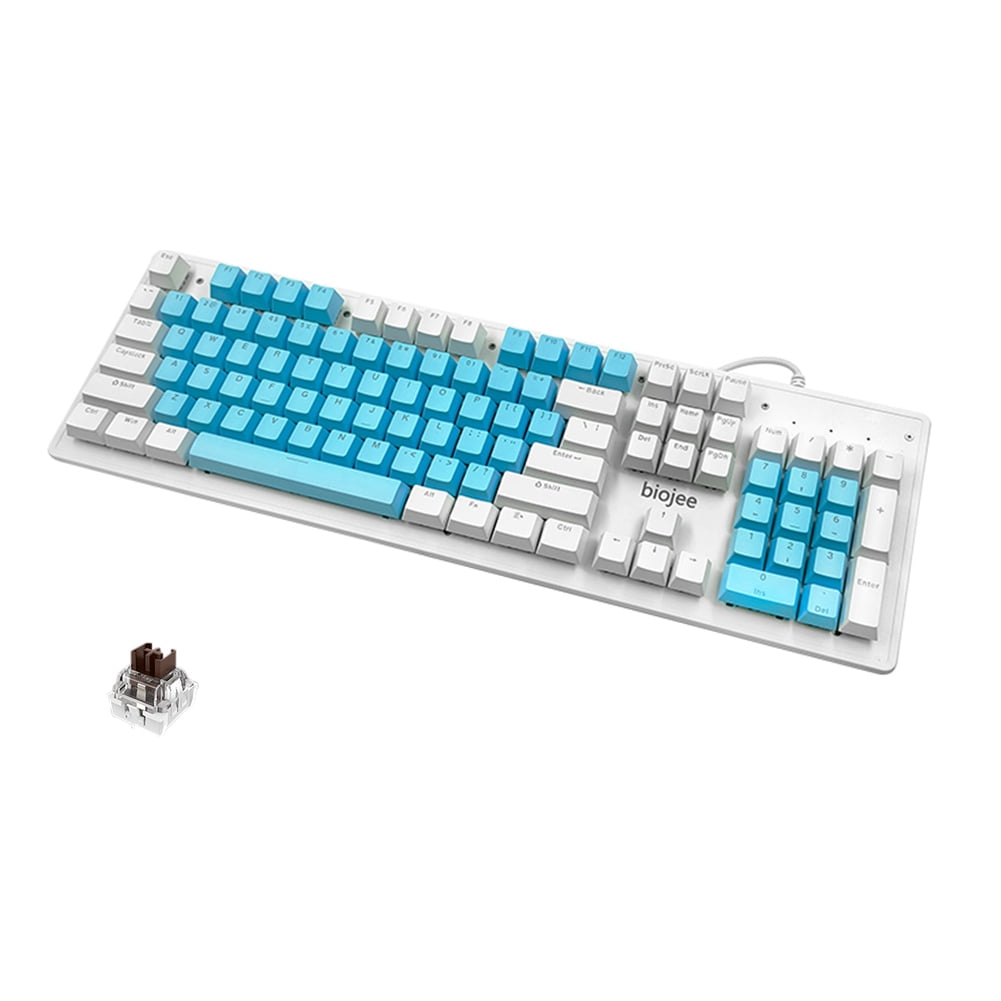 jixopn 104 Keys Keyboards for PC Home Office Gamer (Blue white-tea ...