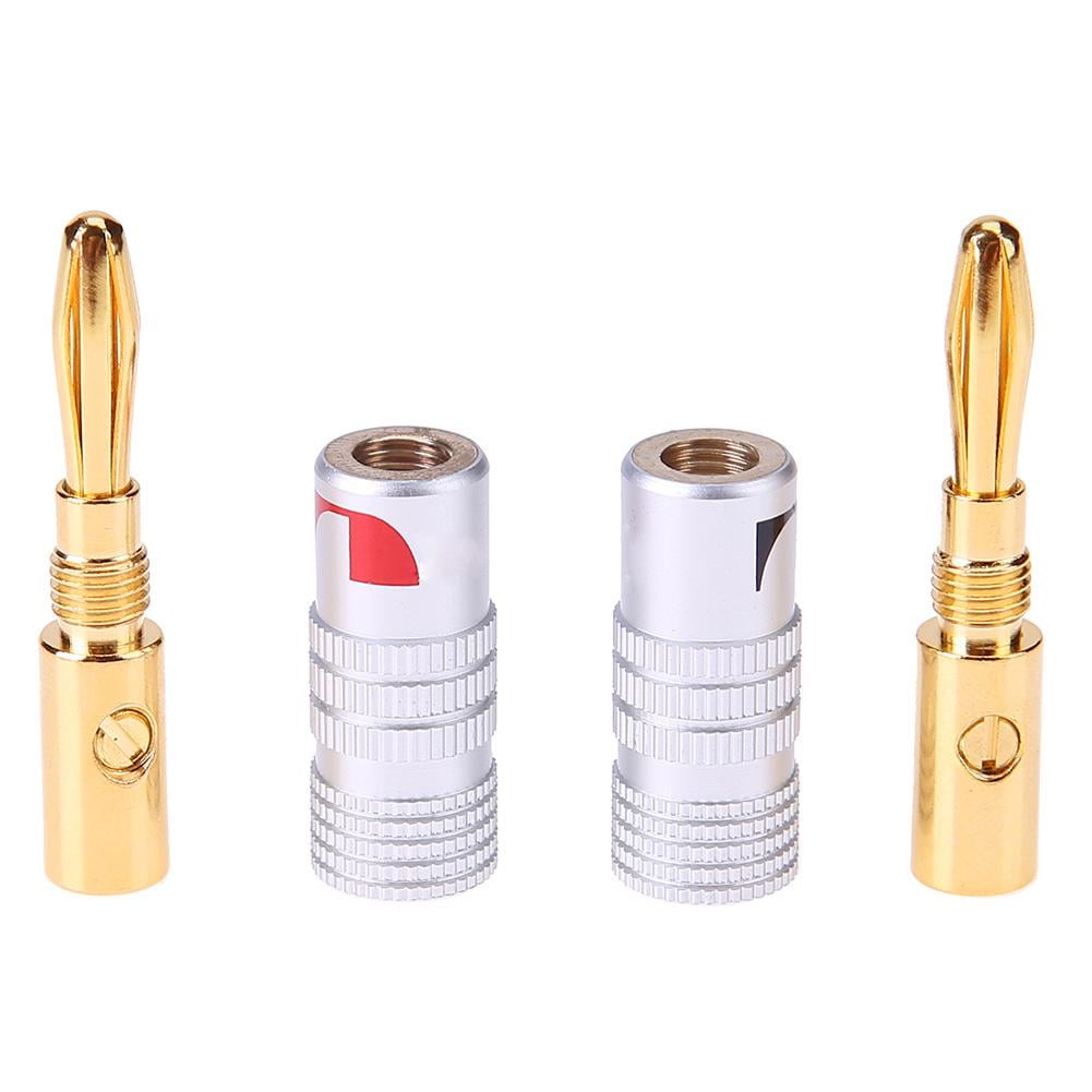 jixopn 1pc 4mm Gold Plated Brass Speaker Banana Plug DIY Audio Jack ...