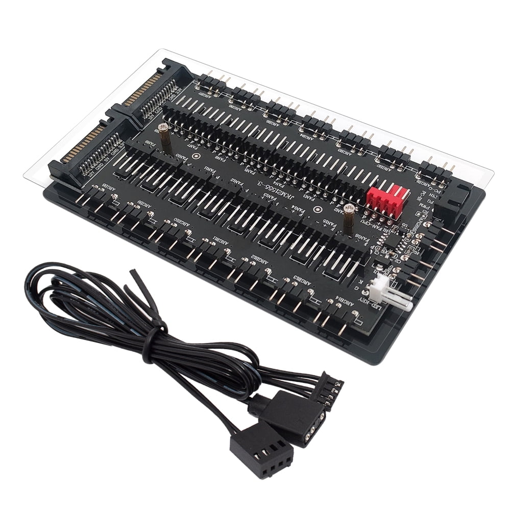 jixopn 4PIN PWM 5V ARGB Computer Chassis Fan Hub Dual 16-bit Case Fan ...