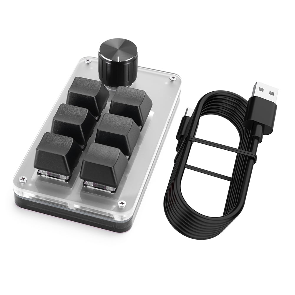 jixopn 6 Key 1 Knob Programming Macro Custom Knob Keyboard Bluetooth-Compatible/Wired RGB One ...