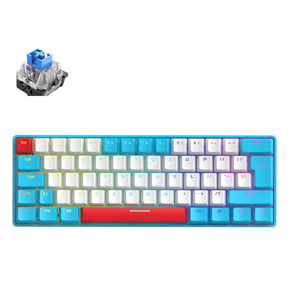 jixopn 62 Keys Wired Mechanical Gamer Keyboard for Deskop Laptop (Blue ...
