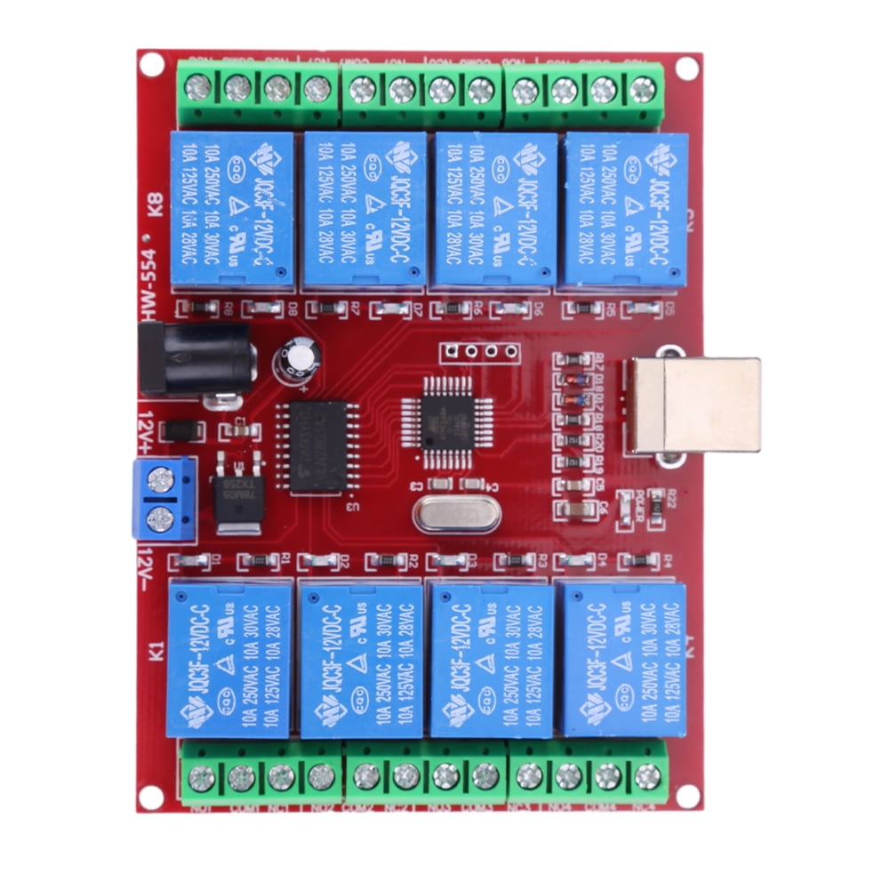 jixopn 8 Channel PC Intelligent Controller Relay Board DC 12V for Smart ...