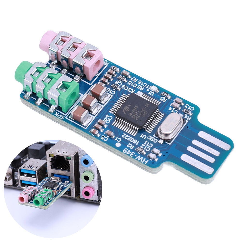 jixopn CM108 USB Drive Free Sound Card 3.5mm Headphone Mic Jack Driveless USB Sound Card ...