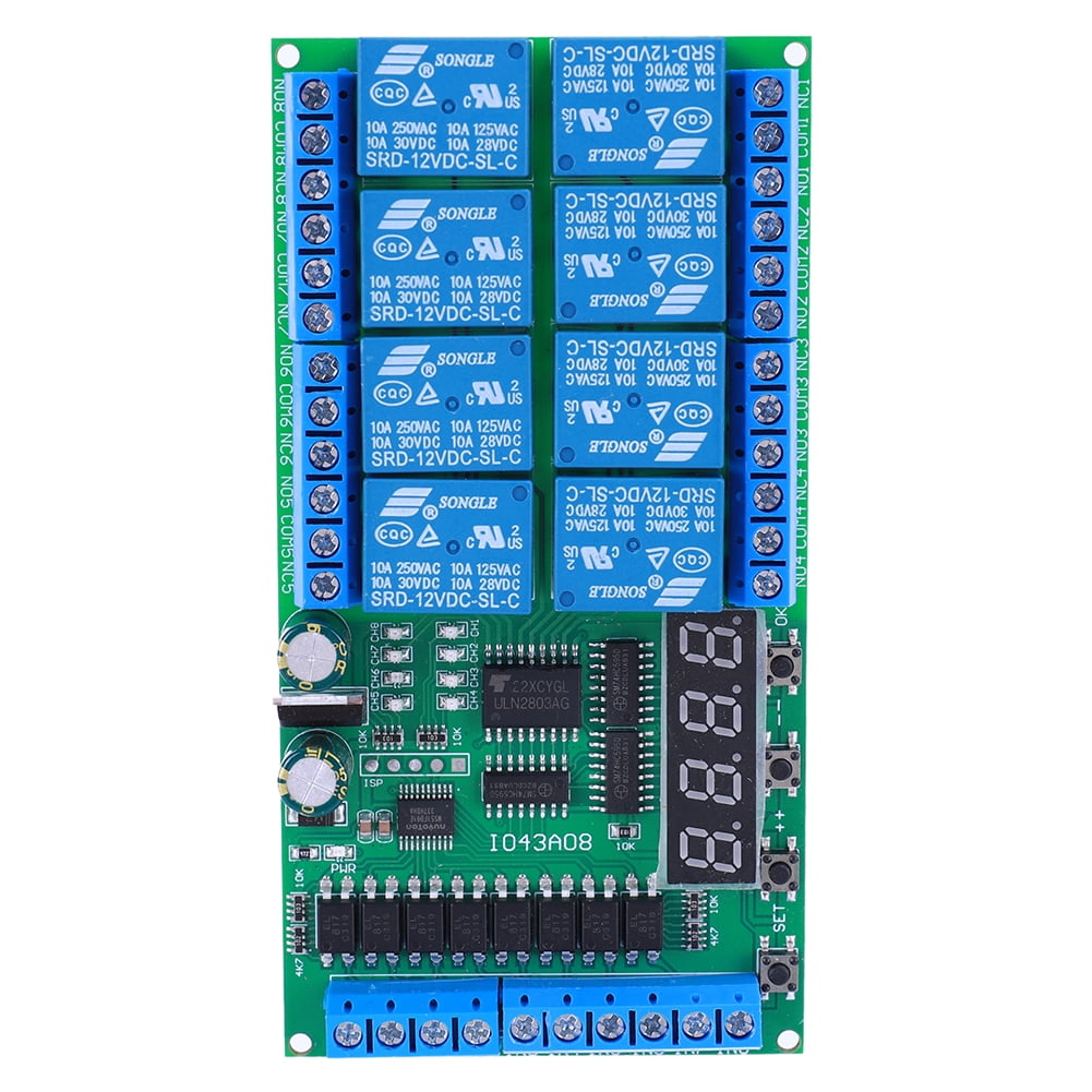 jixopn DC 12V 8 Channels Multifunction Timer Delay Relay Board Time ...