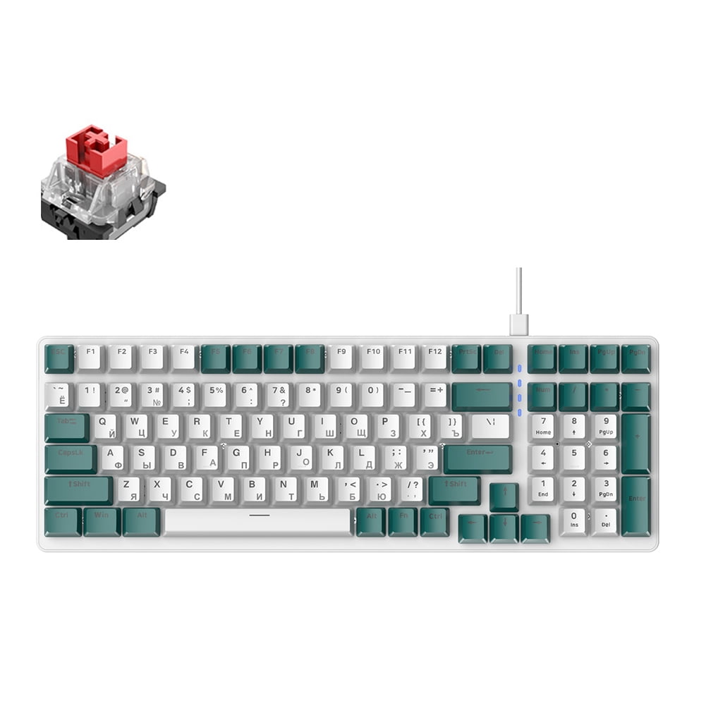 jixopn K3 Mechanical Keyboard Red/Blue Switch 100 Keys Wired Mechanical ...