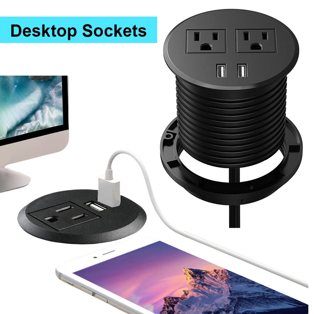 jixopn Table Power Grommet Outlet with 2 Outlets Power Strip for Home ...