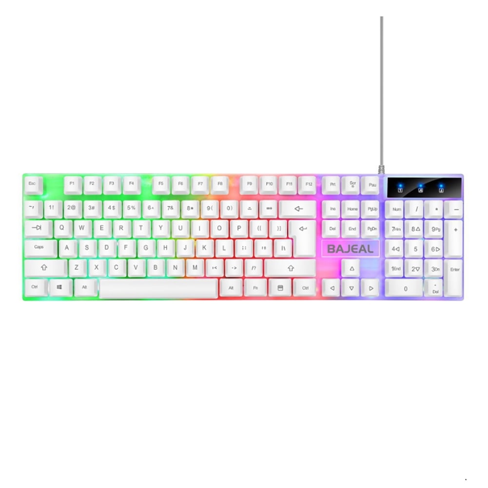 jixopn Wired USB Keyboard Seven Color Lights Ergonomic Keyboard 98 Keys ...