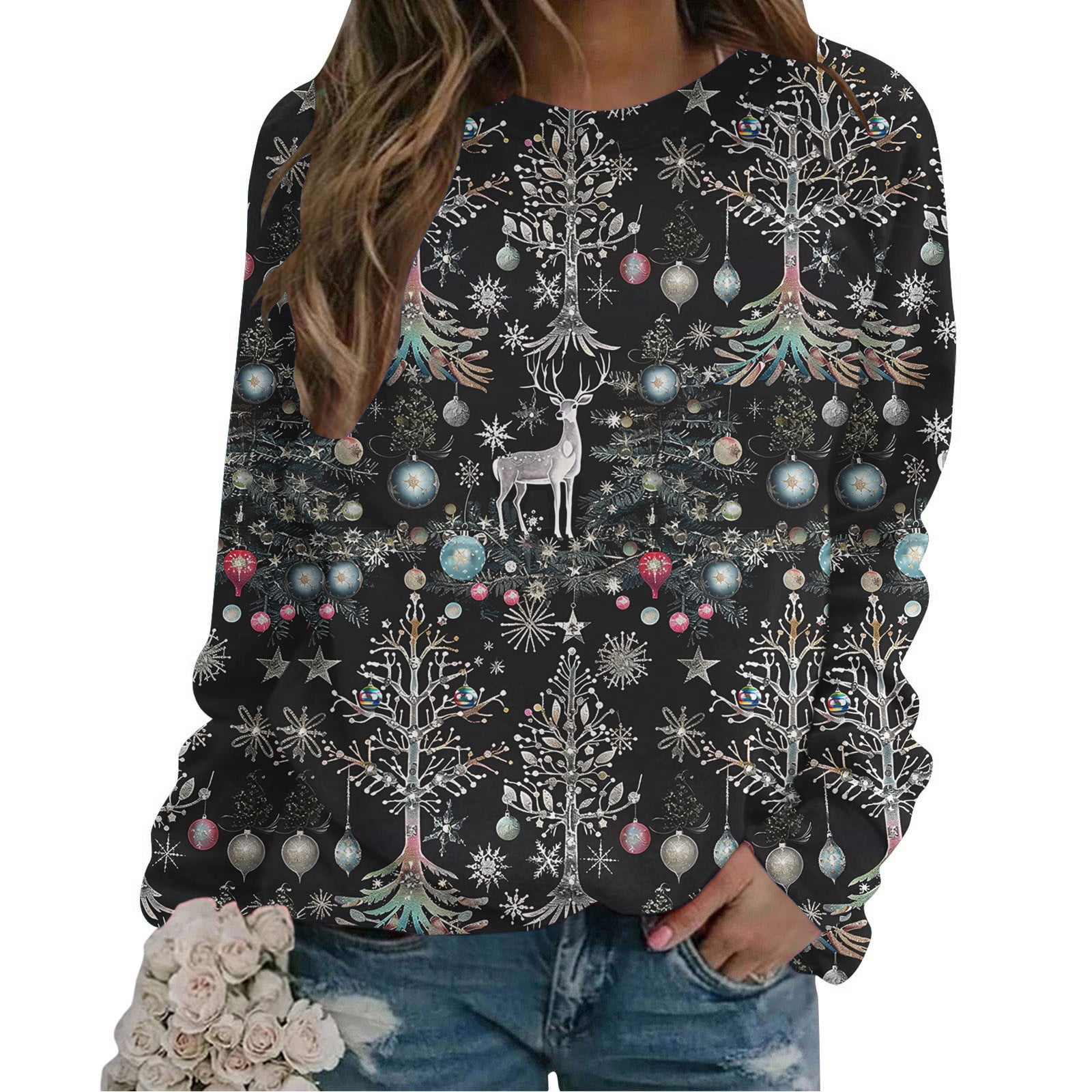 jjayotai 2024 Womens Ugly Christmas Sweaters, Funny Cute Xmas Tree ...