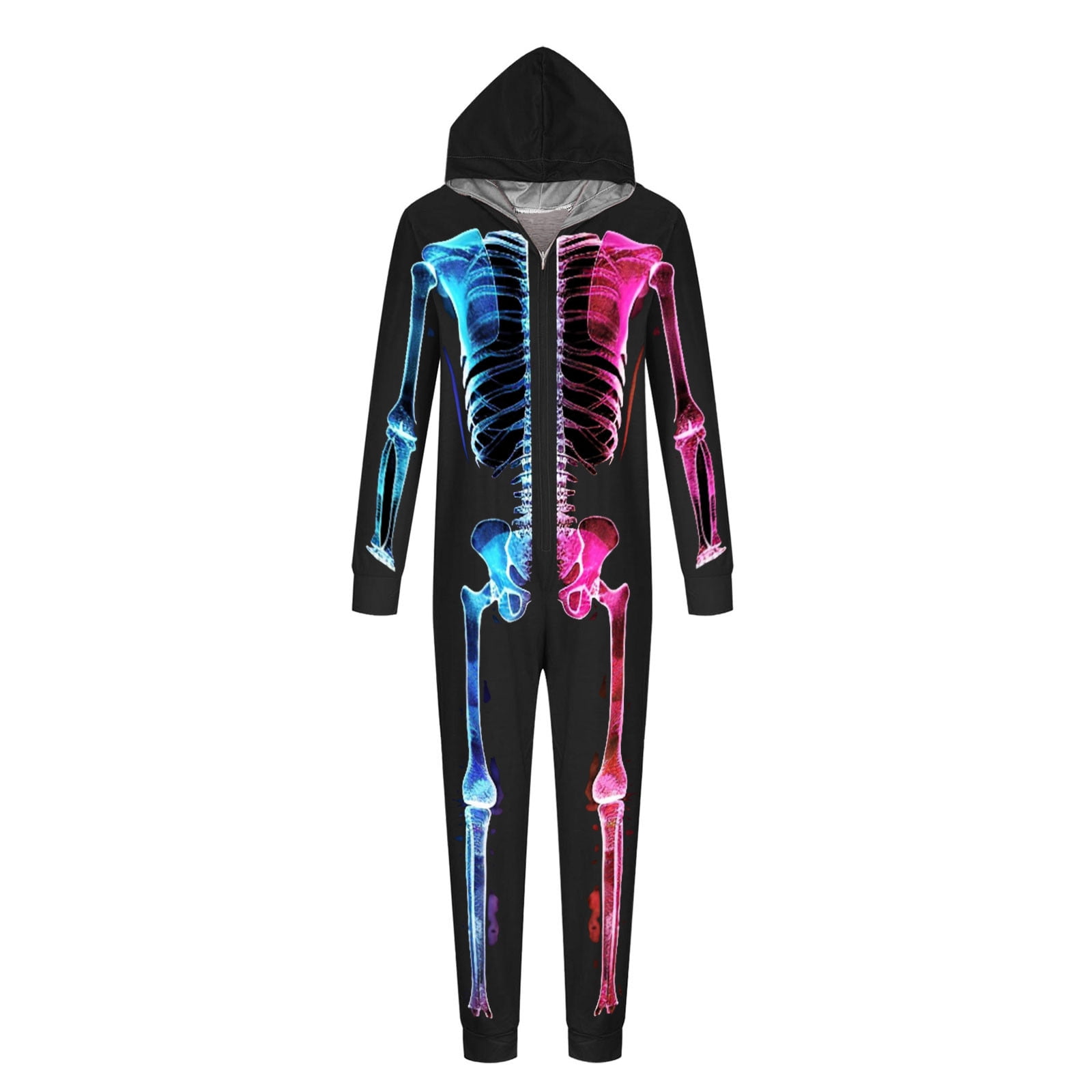 jjayotai Family Halloween Skeleton Pajamas, Funny Zipper Hooded ...
