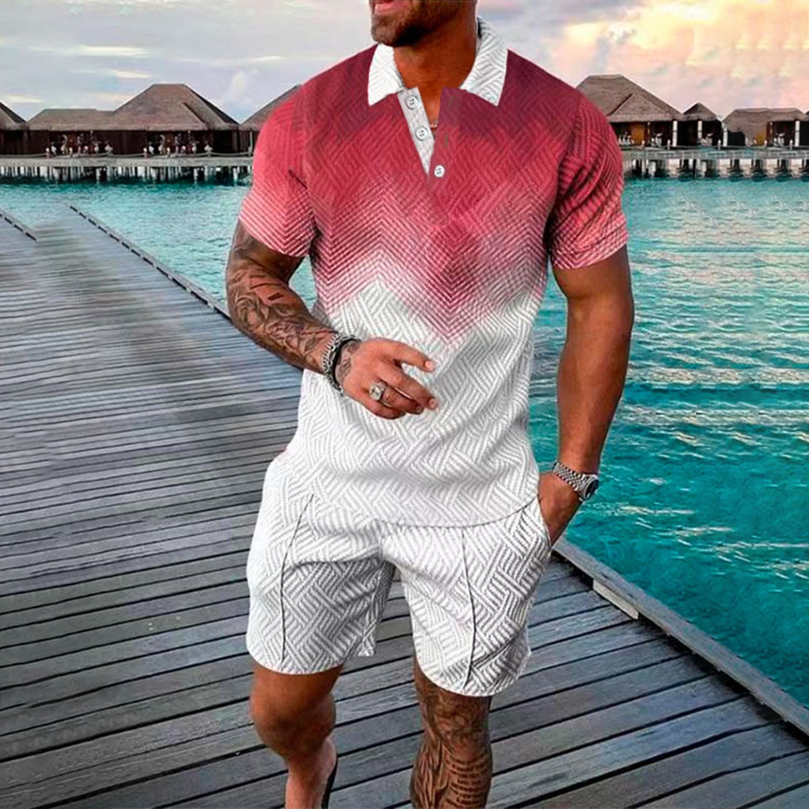 jjayotai Men's Summer Shorts Sleeve Set Leisure Outfit Men‘s Track ...