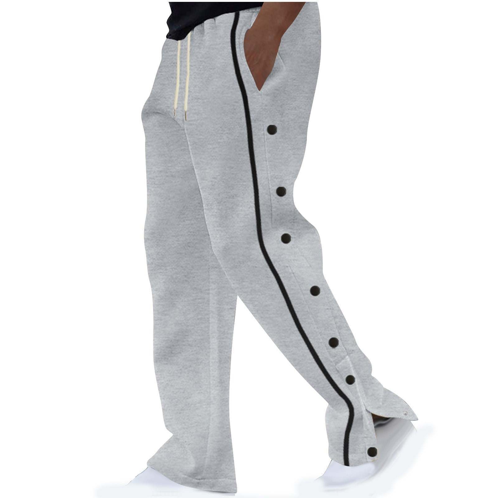 jjayotai Men's Tear Away Basketball Pants, High Split Snap Button Post ...