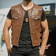 Maxam Medium Buffalo Leather Motorcycle Vest for Men - Stylish, Fuel ...