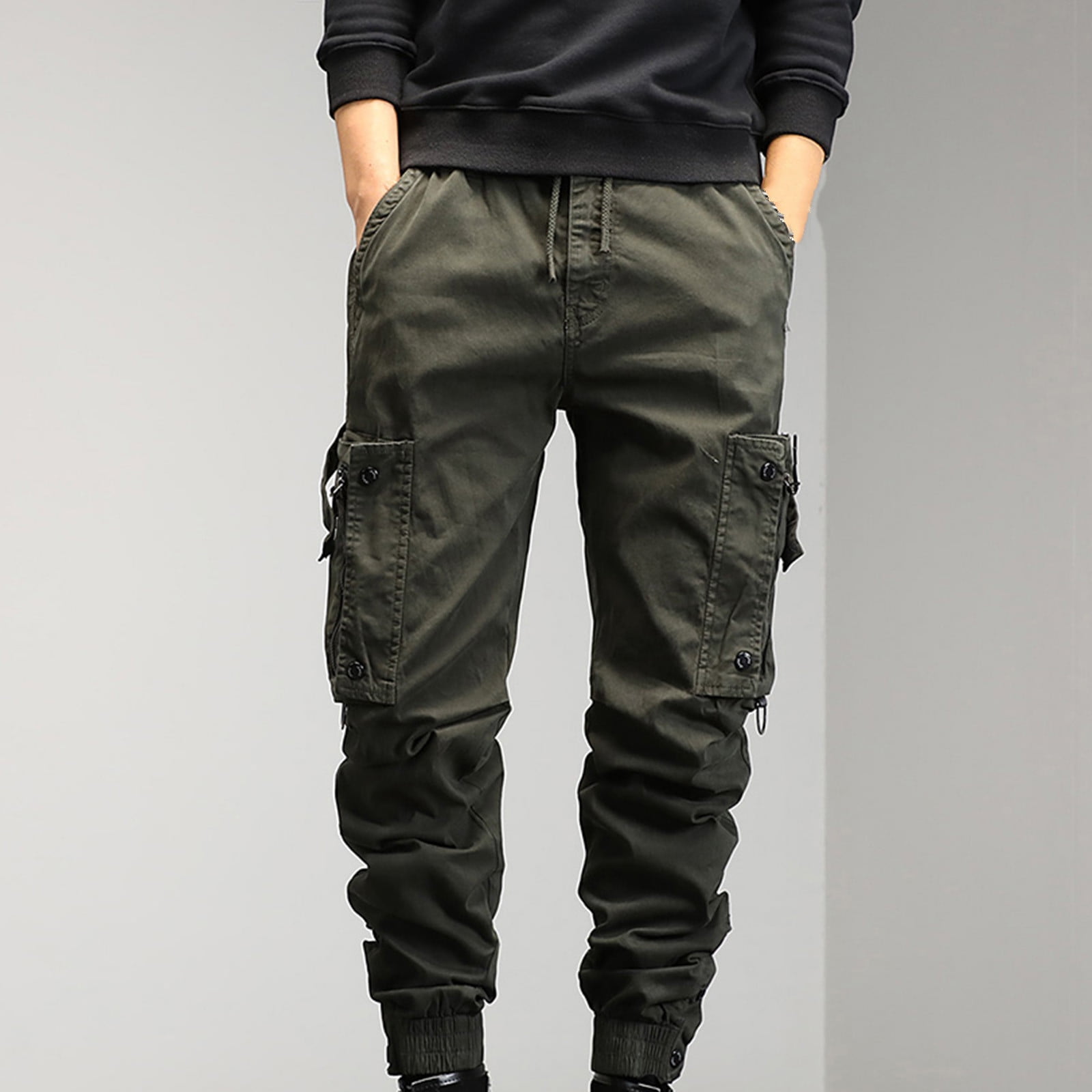 jjayotai Mens Long Pants Clearance Men's Pants Cargo Pocket Lace-up ...