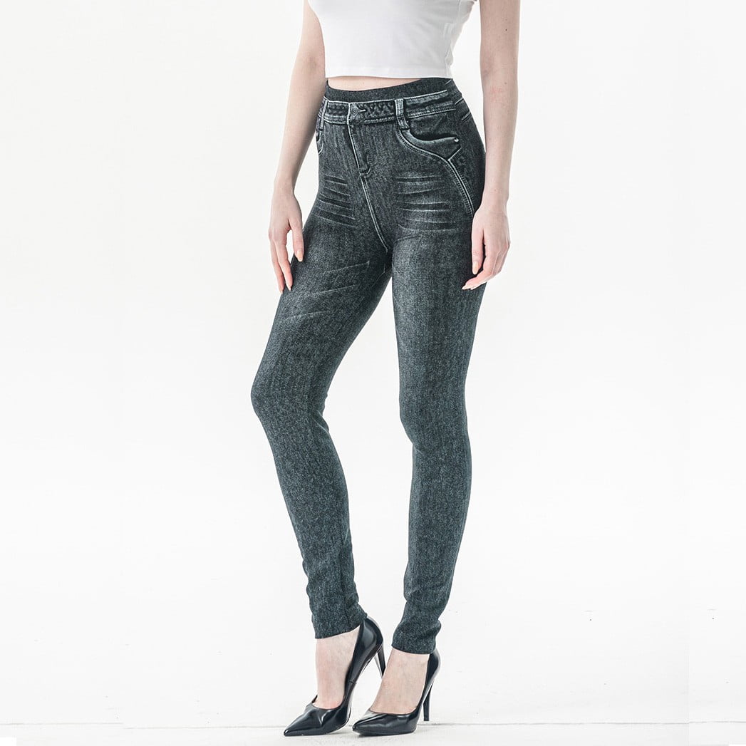 jjayotai Skinny Faux Jeans for Women, High Waist Stretchy Slimming ...