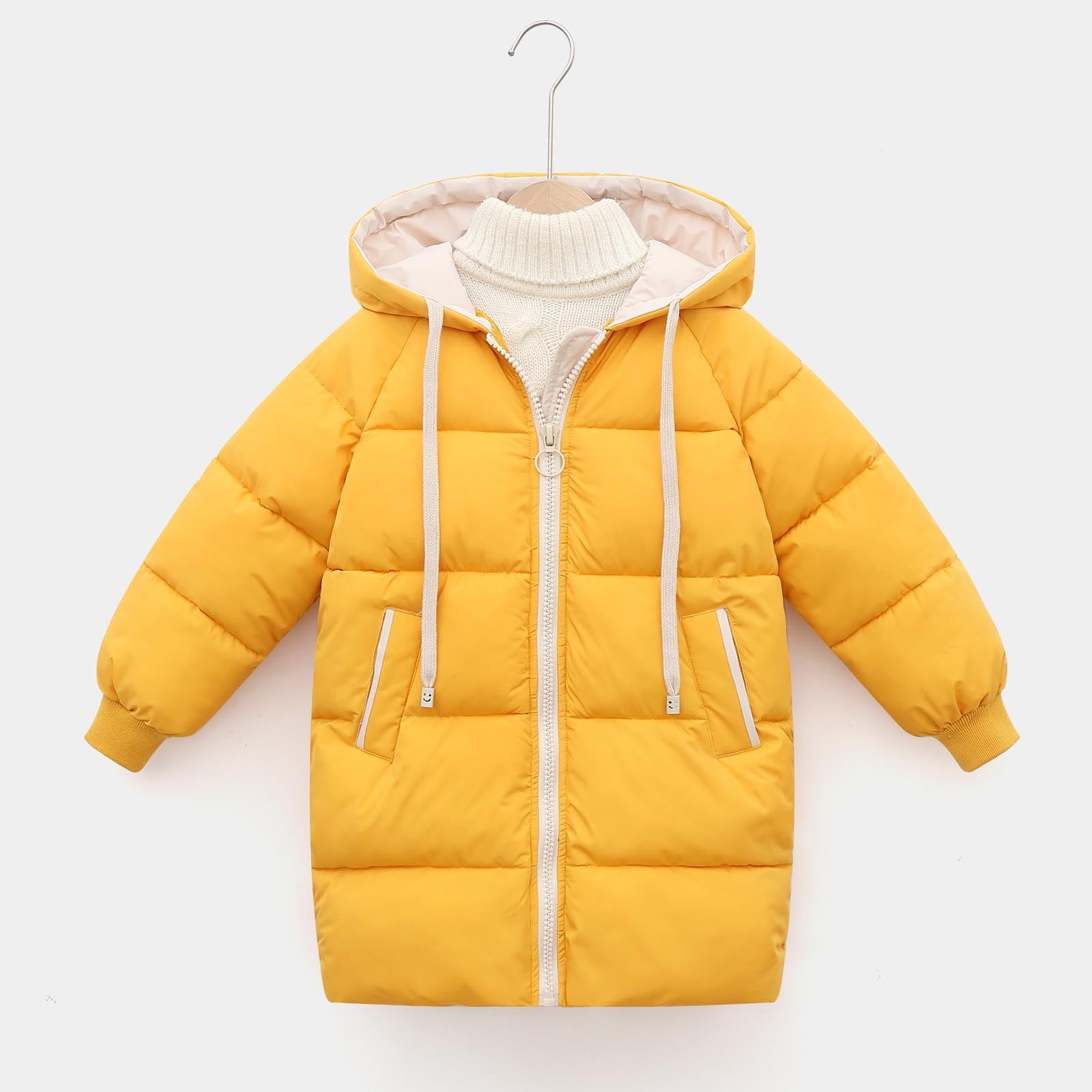 Jjayotai Thicken Warm Kids Down Coat, Winter Hooded Jacket, Yellow, 7-8 ...