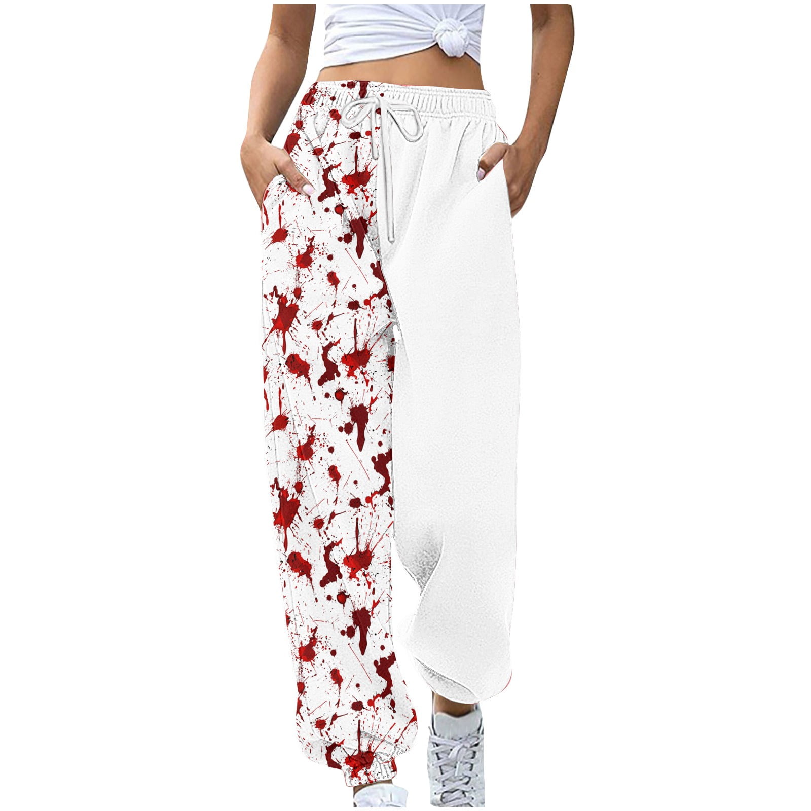 jjayotai Womens Halloween Blood Splatter Sweatpants, Harem Pajama Pants ...
