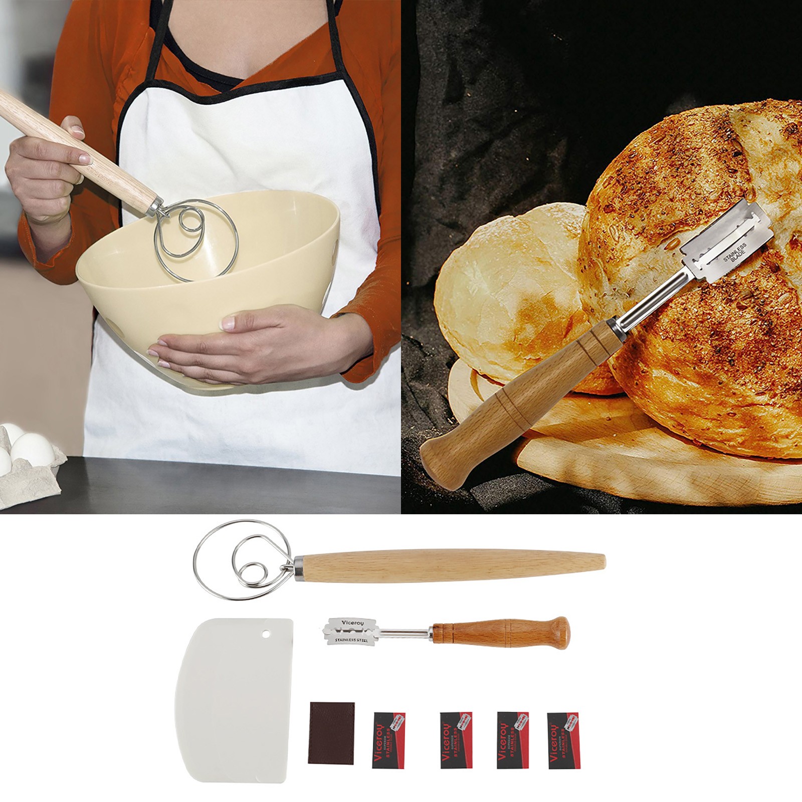 jjsgsee Ceramic Bakeware Baking Tool Set European Bread Cutter Flour ...