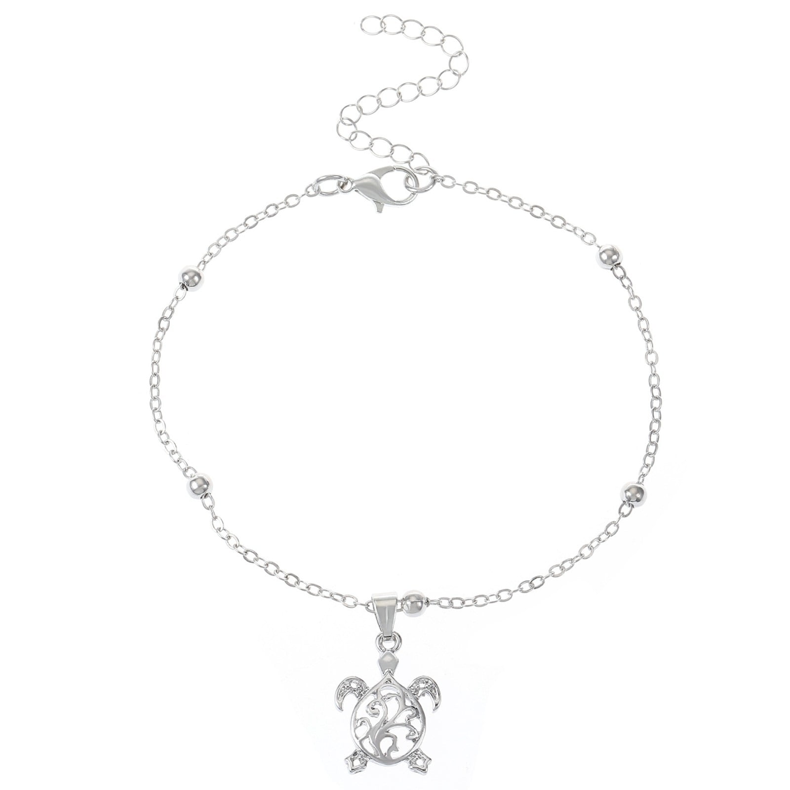 jjsgsee Female Sterling Silver Anklets for Women Large Turtle Anklet ...
