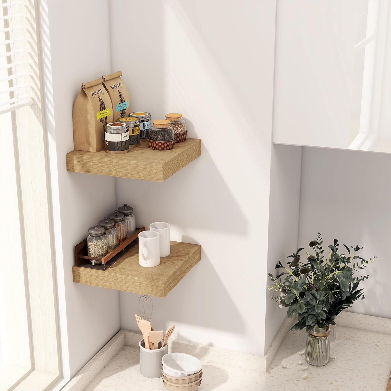 jkfgvhop 12 Inch Floating Shelf Rustic Wood Wall Shelves for Wall Decor ...