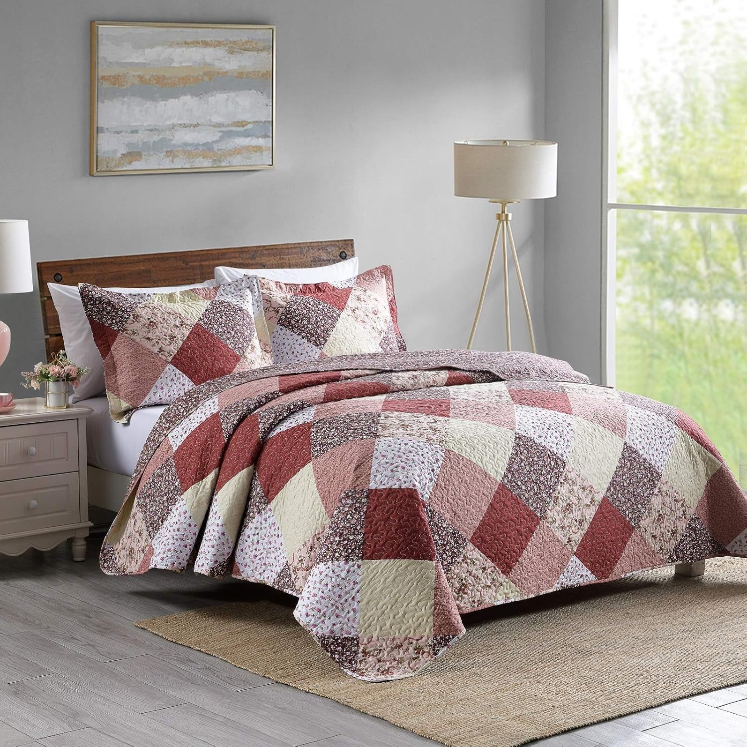 jkfgvhop 3-Piece Full Queen Quilt Set Lightweight Soft Full Size Quilt ...